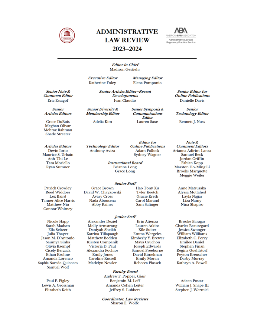 American University Administrative Law Review